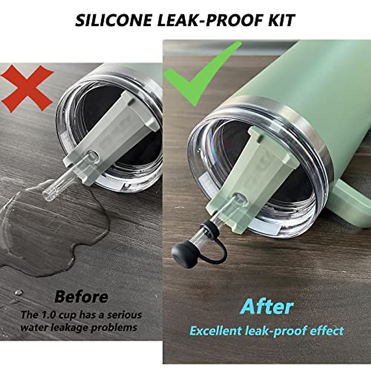 Silicone Spill Proof Stopper Set,Compatible with Stanley 30&40 Oz Tumbler 1.0,6 pack Stanley Cup Accessories, Spill Stopper for Stanley Cups Accessories (Black 6Pack)