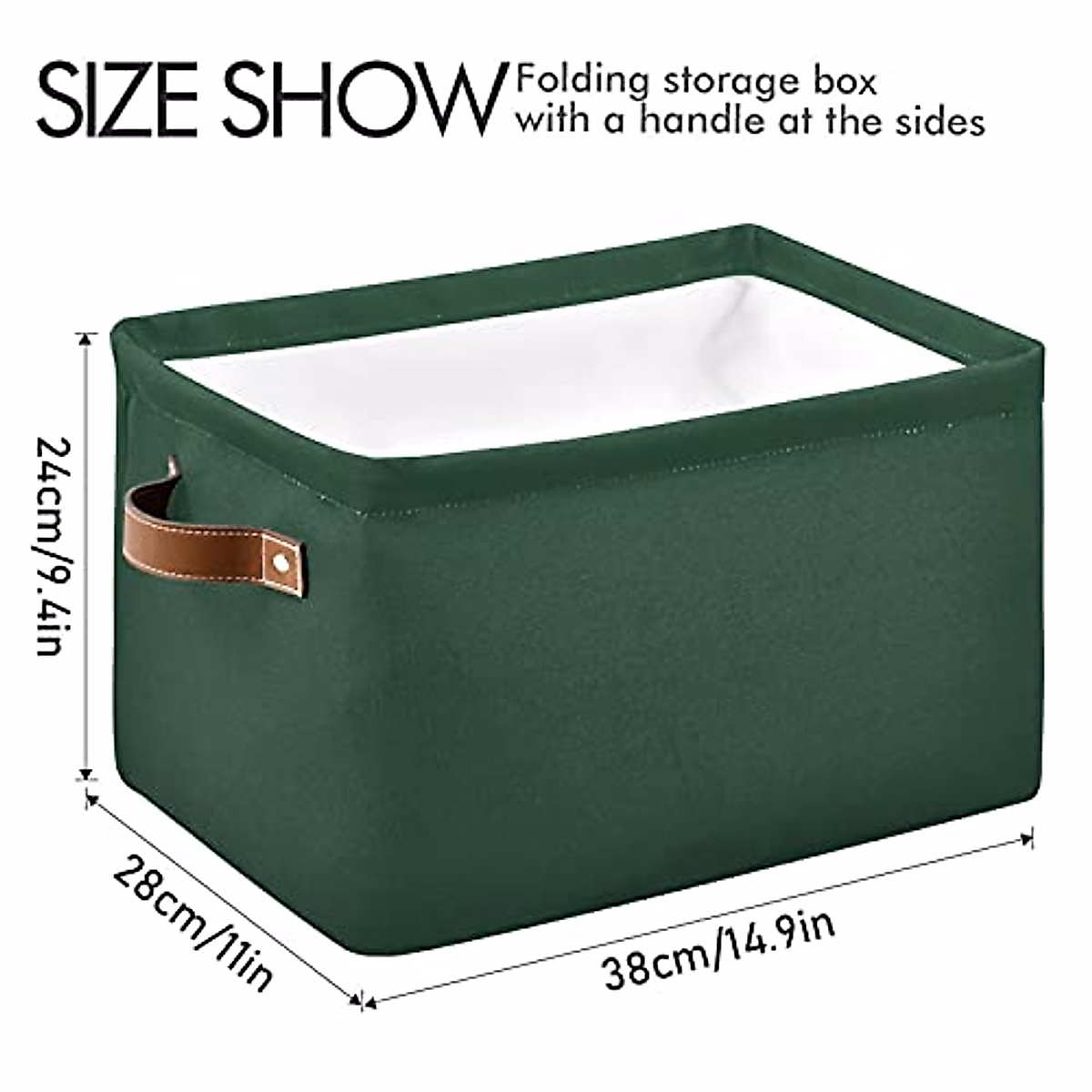 xigua Storage Basket Hunter Green Storage Bin with Handle, Large Storage Cube Collapsible for Shelves Closet Bedroom Living Room 2PCS