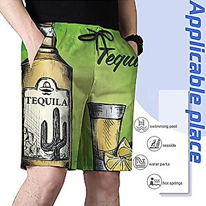 feprena 50th Birthday Mens Swim Trunks,50 Cool Fun Style Happy,Quick Dry Swim Shorts with Mesh Lining Funny Swimwear Bathing Suits,Red Black White (L)