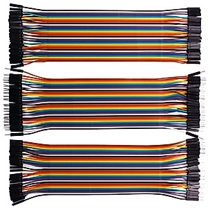 kuman 120pcs Breadboard Jumper Wires for Arduino Raspberry Pi 3 40pin Male to Female, 40pin Male to Male, 40pin Female to Female Ribbon Cables Kit Multicolored Pack K45