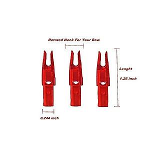 Zhan Yi Arrow Nocks 0.246 inch Inside Diameter Inserts 6.20mm 60 Pack for Archery Standard Size(0.244" to 0.246") Arrows (Clear Red)