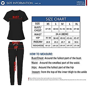 VIAOLI Scrubs for Women Set Scrub Top &Jogger Pant Workwear Clinical Modern Athletic Suit Fitted Medical Uniforms (10 Pockets) (Black,S,Small)