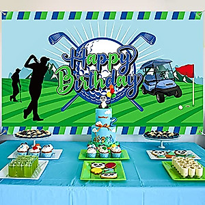 Golf Birthday Party Decoration Golf Happy Birthday Backdrop Photo Booth Banner Photography Background for Golf Sports Themed Birthday Party Supplies for Men Boy Adult Kids, 73 x 43inch