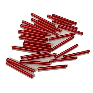 Teekos 25mm Long 50pcs Czech Glass Bugle Beads Line Tube Loose Seed Briolette Sewing Spacers Tassel Necklace Jewelry Bracelet Dress DIY - (Color: Gold)