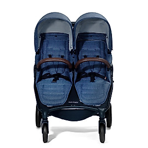 Valco Baby Trend Duo Light Weight Side by Side Double Stroller 2023 (Denim Blue) - Easy and Compact fold, Multi-Position Recline, Large Canopy, Independent Twin Vents and More - Luxurious Twin Pram