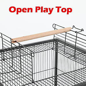 36.5-Inch Elegant Sturdy Wrought Iron Bird Flight Open Play Top Cage with Rolling Casters for Small-Sized Parrot Parakeets Cockatiels Budgies Parrotlets Lovebirds Canary