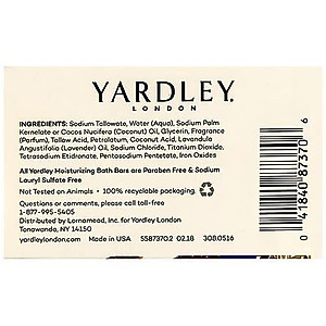 Yardley London English Lavender with Essential Oils Soap Bar, 4.25 oz Bar (Pack of 10)
