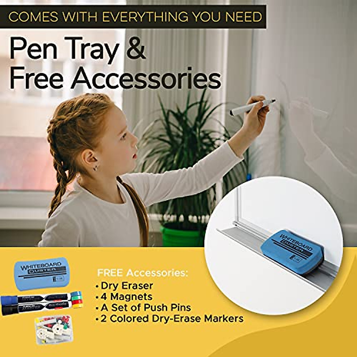 Vision Board 2023: Dry Erase Cork Board Combo Set - 20" x 28" Magnetic White Board and Cork Bulletin Combination Board, Use as Message Board, Memo Board - w/ Markers, Eraser, Magnets, Push Pins