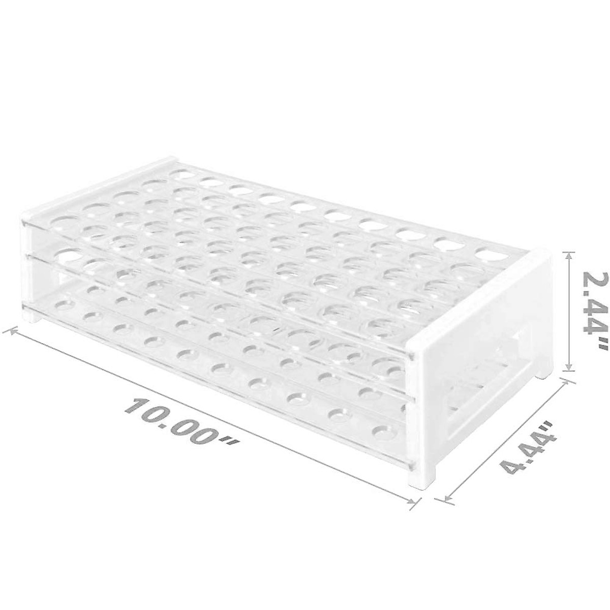 Plastic Test Tube Rack Set, 2 Sizes to fit Both 12/13mm and 15/18mm Test Tubes, 50 Hole, Clear, Karter Scientific 208U5 (Pack of 2)