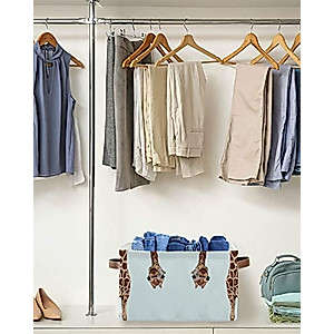 Storage Bins, Funny Cute Giraffe Storage Baskets for Organizing Closet Shelves Clothes Decorative Fabric Baskets Large Storage Cubes with Handles