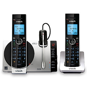 VTech Connect to Cell DS6771-3 DECT 6.0 Cordless Phone - Black, Silver, 6.9" x 4" x 6.6"