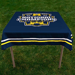 Michigan Team University Wolverines 2023 CFP College Football Champions Logo Tablecloth or Table Overlay