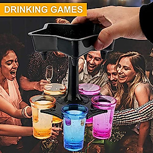 WeePro Shot Glass Dispenser and Holder Dispenser with Cups, 5 Shot Buddy Dispenser for Liquid/Drinks/Beverages Great for Parties, Bars, and Hosting, Perfect for Thanksgiving, Christmas, New Year