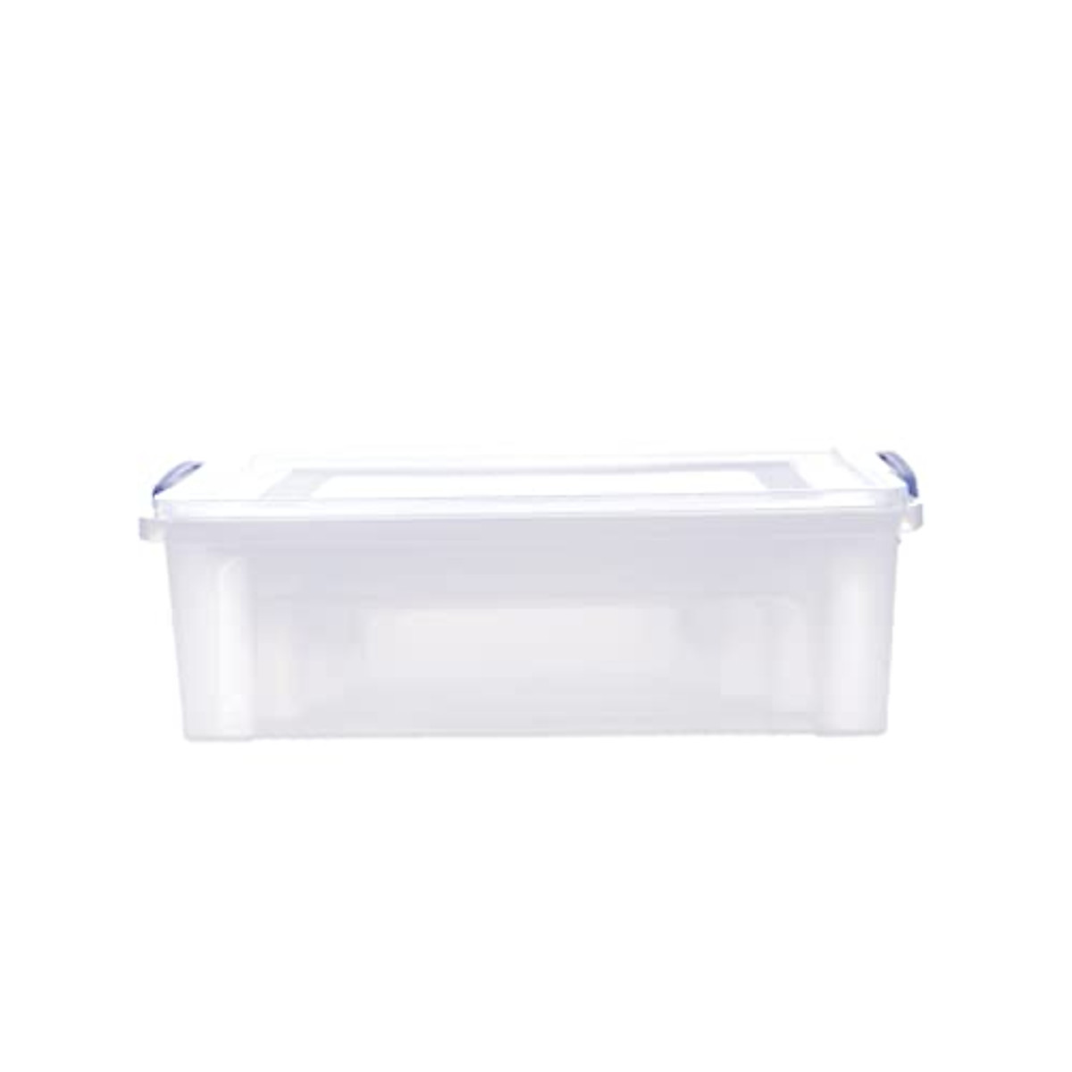 Superio Clear Storage Bins with Lids Stackable, Plastic, Storage Container, Latch Box with Locking Handles, Multiple Sizes (5 Pack- Flat Containers)