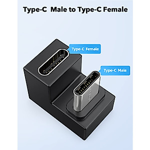 UPERFECT USB C U Shape Adapter, 360 Degree Angled USB 3.1 Type C (USB-C) Male to Female U Shape Adapter 4K144hz Resolution 10Gbps for Monitor,Laptop, Tablet & Mobile Phone