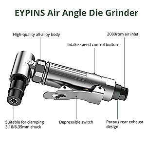 EYPINS Air ‎Right Angle Die Grinder 1/4" 90 Degree Heavy Duty 20,000 RPM Compressed Sander Polisher Tool for Contour Grinding, Polishing, Milling