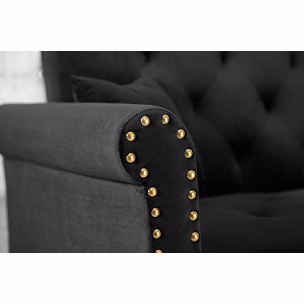 DERCASS Convertible Bed L-Shape Chaise Sectional Sleeper Button Tufted Sofa Velvet with Pillows Reversible Couch for Living Room (Black Sofa), W223S008SOFA