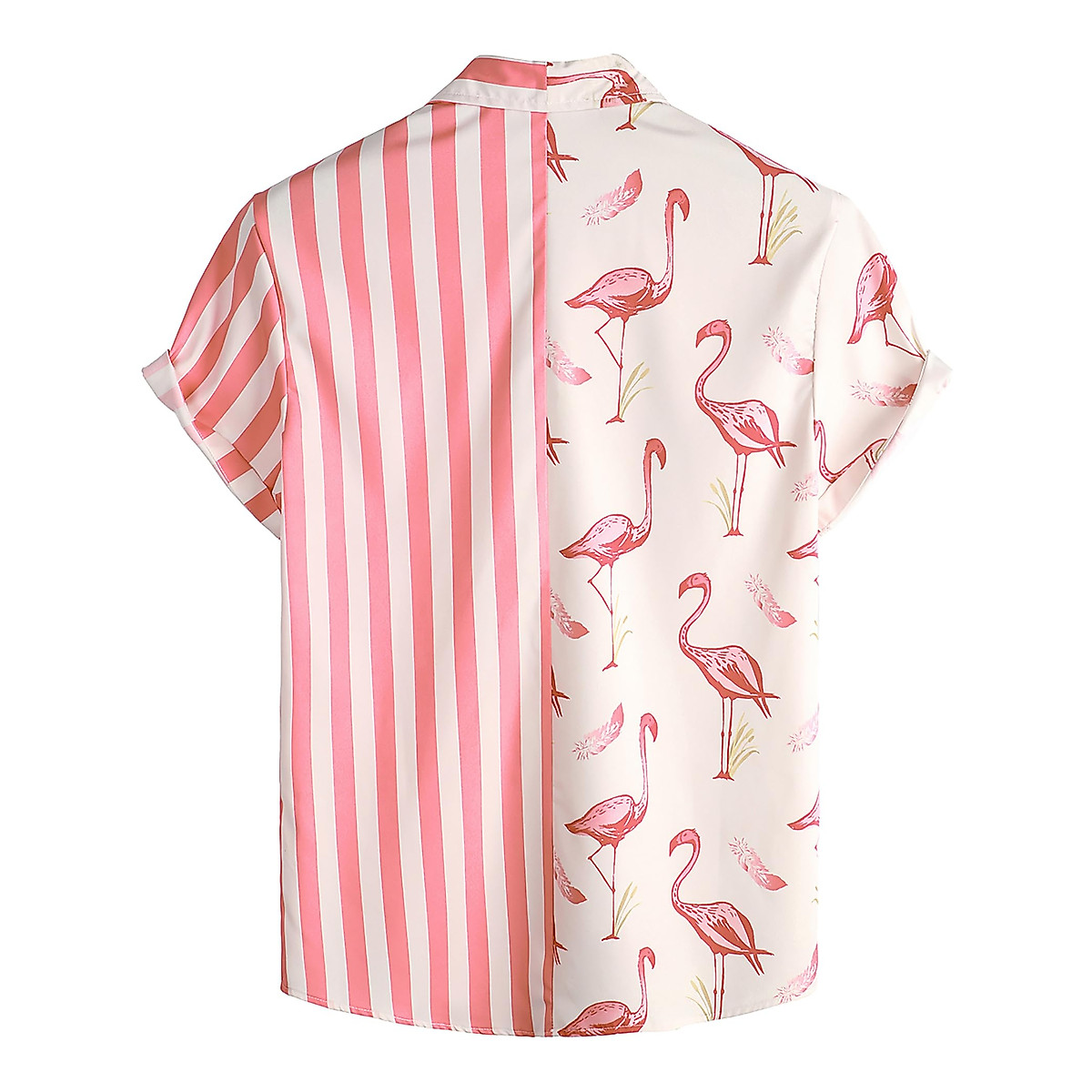 VATPAVE Mens Flamingo Hawaiian Sets Casual Short Sleeve Button Down Shirts Beach Outfits Large Pink Flamingo Shirt and Shorts