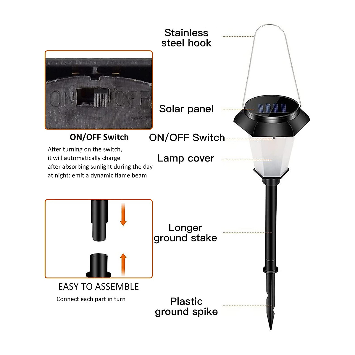 AveyLum Solar Flame Torch Light Outdoor Solar Flickering Dancing Flame Torch Lights Security Lights Landscape Lighting for Garden, PatioYard, Pathway Decoration(4 Pack)