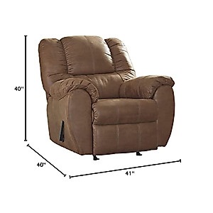 Signature Design by Ashley McGann Faux Leather Oversized Manual Rocker Recliner, Light Brown