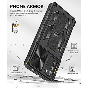 for Samsung Galaxy A03s Protective Case: Military Grade Drop Proof Full Protection Mobile Phone Cover with Kickstand | Durable Rugged Shockproof TPU Matte Textured Tough Bumper Shell