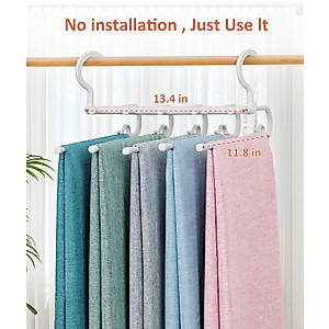 Upgraded 3 Pack Pants Hangers Space Saving, Non Slip Pants Organizer for Closet, 5 Tier Jean Hangers, Multi Hangers Space Saving Closet Organizers for Trousers Scarves