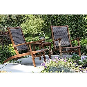 Outdoor Interiors 21250 Driftwood Wicker & Eucalyptus Lounger Lounge Chair, Drifwood Grey