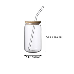 SEWACC 2 Pcs Glass Cups with Lids and Straws 12 Oz Iced Coffee Cup Drinking Glasses Water Glasses Tumbler Cup Ideal for Juice Coffee Tea and Cocktail