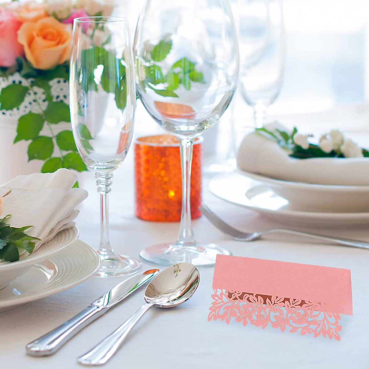 50 Pack Place Cards Table Seating Name Cards For Table Setting Wedding Name Place Cards Folded Tent Cards for Banquets Dinner Parties, Gold