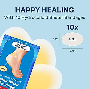 Dr. Frederick's Original Better Blister Bandages - 10 ct Heel Pack - Water Resistant Hydrocolloid Bandages for Foot, Heel Blister Prevention & Recovery - Blister Pads