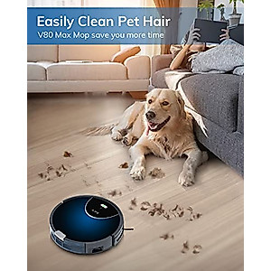 ILIFE V80 Max Mopping Robot Vacuum and Mop Combo - 2000Pa Suction Wi-Fi Automatic Vacuum Cleaner Robot Works with Alexa - 750ml Dustbin Robotic Vacuum Cleaner for Pet Hair Hardwood Floors Carpet