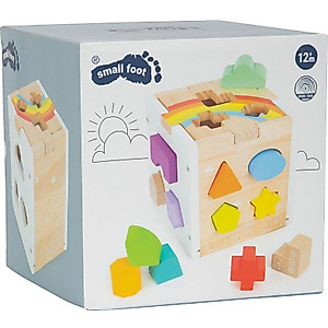 Wooden Rainbow Shape Sorter Cube – Sorting Toy with 13 Geometric Shapes & Removable Lid – Educational Game for Dexterity & Fine Motor Skills – Teaches Counting, Shapes and Colors – Ages 12+ Months