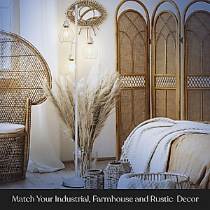 Brightech Teardrop LED Floor Lamp – Tree Standing Lamp with 3 Elegant Cage Heads & Edison Bulbs – Standing Lamp for Living Rooms & Offices – Tall Standing Lamp Ideal for Bedroom Reading – Alpine White