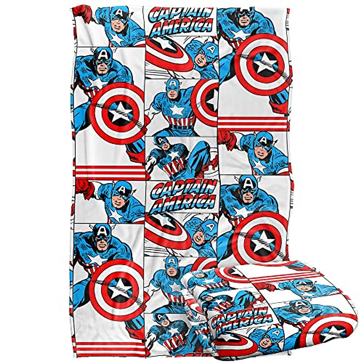 Marvel Captain America Blanket, 36"x58", Captain America Tiles, Silky Touch Super Soft Throw Blanket