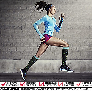 CHARMKING 6 Pairs-Compression Socks for Women & Men Circulation Best Support for Nurses, Running, Athletic,Flight Travel (Multi 08,L/XL)