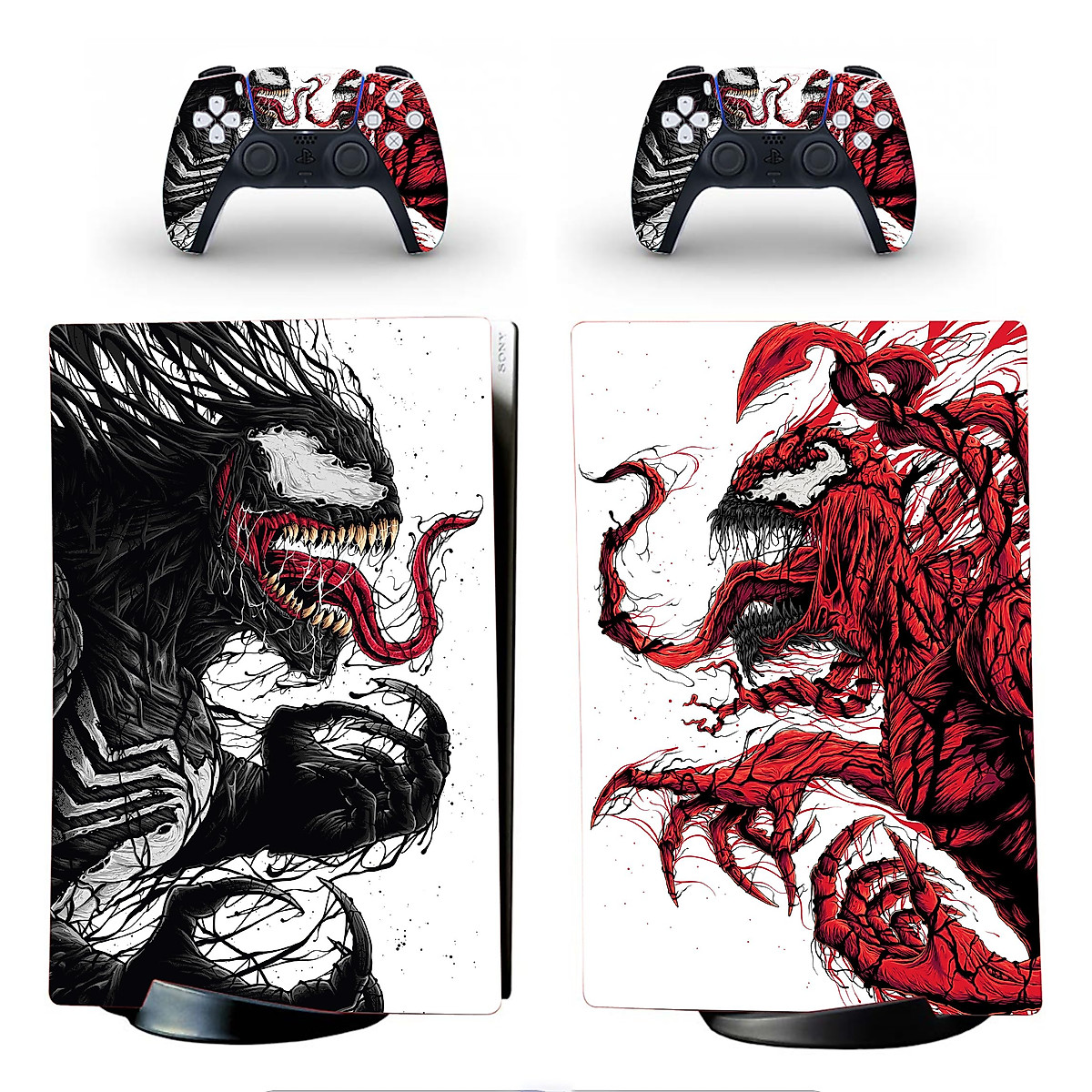Vanknight Standard Digital Console Decals Sticker Controllers Cover Super Hero Skin Compatible with PS5 Digital Console Aliens