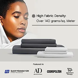 DOZ by SIJO 100% Organic Bamboo Sheet Set, Buttery Soft, Cooling for Hot Sleepers, Silky Breathable, Oeko-TEX, High GSM, 16" Deep Pockets - 3pc - 2 Pillowcases 1 Fitted Sheet (Storm, Queen)