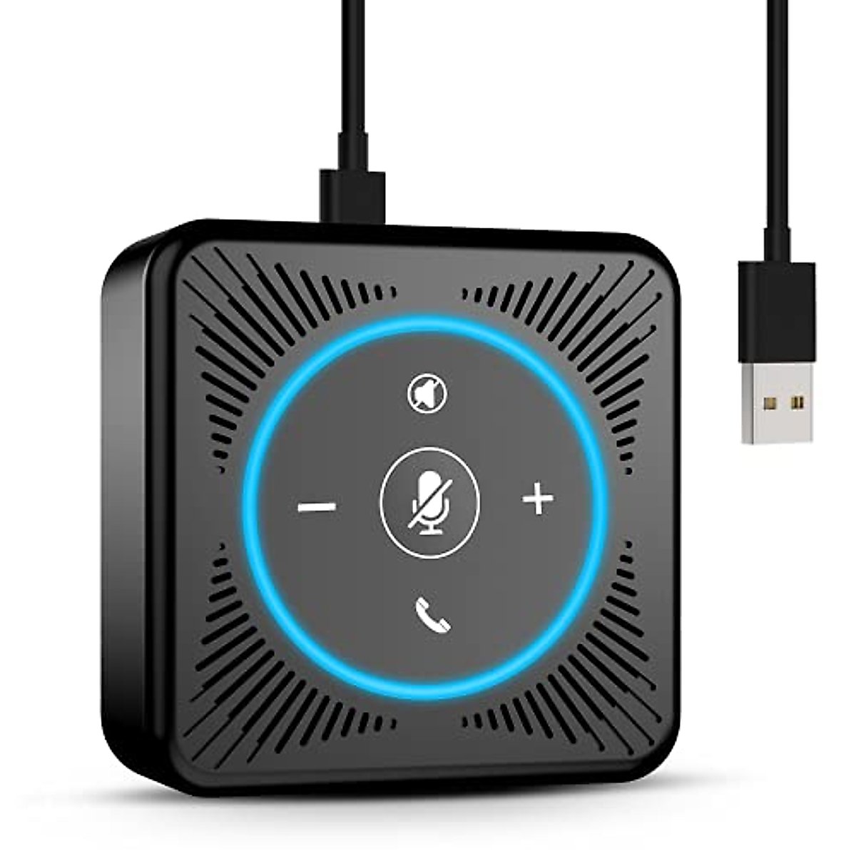 USB Speakerphone - EMEET M0 4 AI Mics Speakerphone for Conference Calls 360° Voice Pickup Conference Speakerphone for Computer Plug and Plays Computer Speaker with Microphone for 4 People