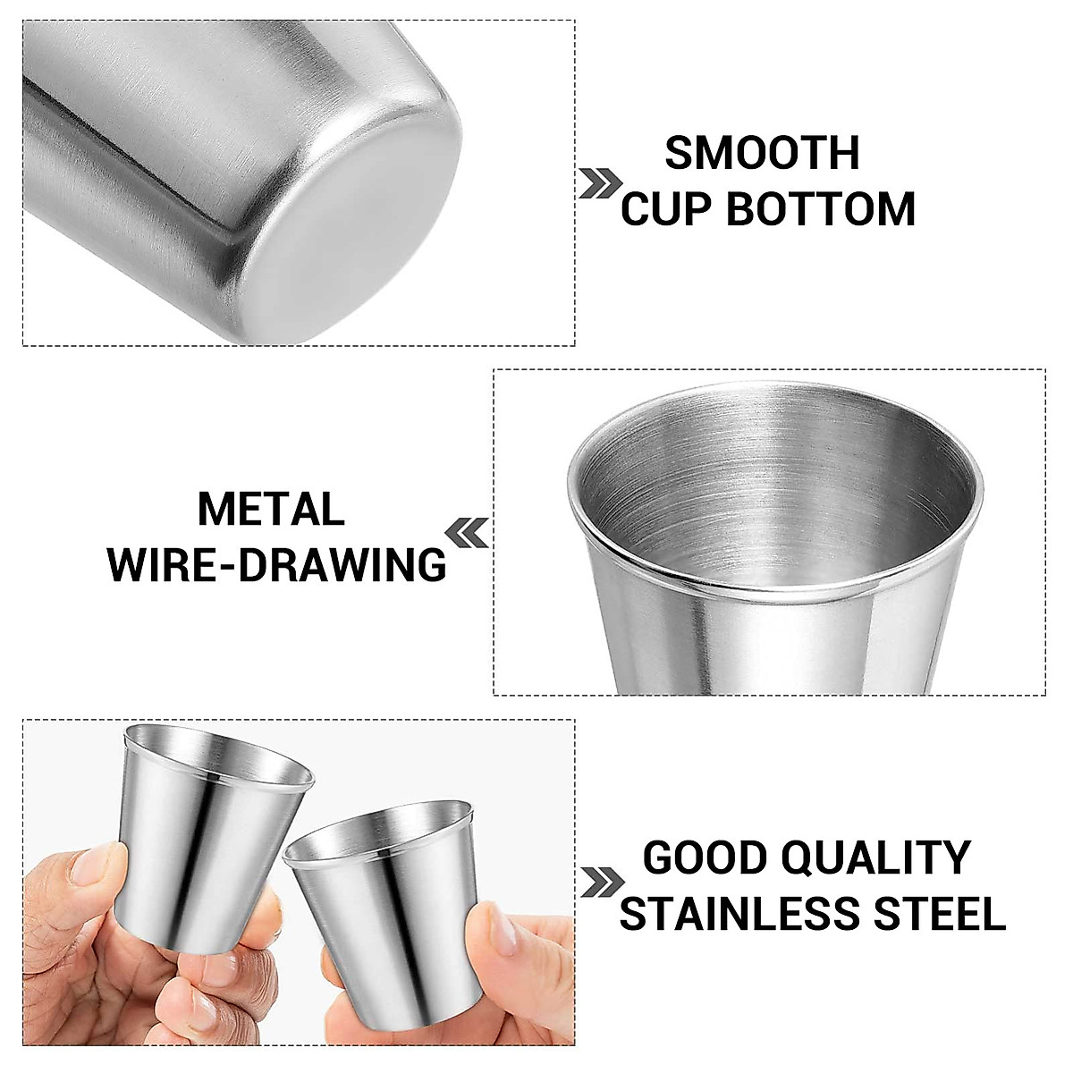 TOYANDONA Coffee Tumblers 12Pcs Stainless Steel Shot Glasses, Unbreakable Metal Shot Cups Drinking Tumbler Travel Coffee Tea Cup Whiskey Glasses for Home Bar Camping Supplies