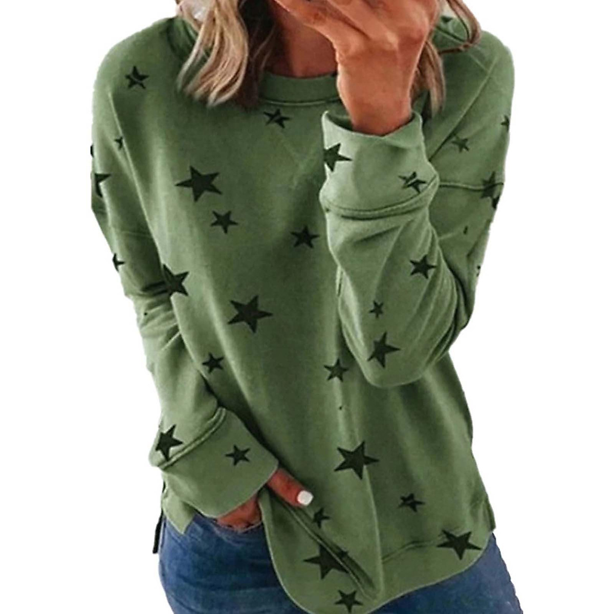FABFEGU Pay Bill Amazon Credit Card Synchrony Bank,Lace up Long Sleeve Sweatshirt 2023 Autumn And Winter European And American Loose Large Size Ladies Heart (Green-C, M)