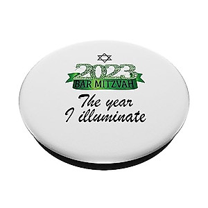 2023 Bar Mitzvah Quote Festive White Green Decor PopSockets Standard PopGrip