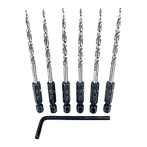 FTG USA Countersink Drill Bit Set 6 Pc #8(11/64") Wood Countersink Drill Bit, Pro Pack Countersink Bit, 1 Extra Tapered Drill Bit, 1 Stop Collar, 1 Hex Wrench, and 6 Pcs #8 (11/64") Replacement Drill