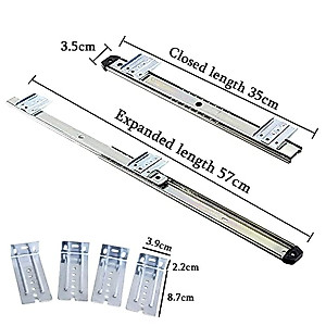 Side Mount Drawer Slides, Ball Bearing Slides, 1 Pair Heavy Duty Runners, Keyboard Tray Guides 35cm, Telescopic Guide Rail, for Desks and Computer Tables (size : Black, Size : 350mm/14inch) (Black 350