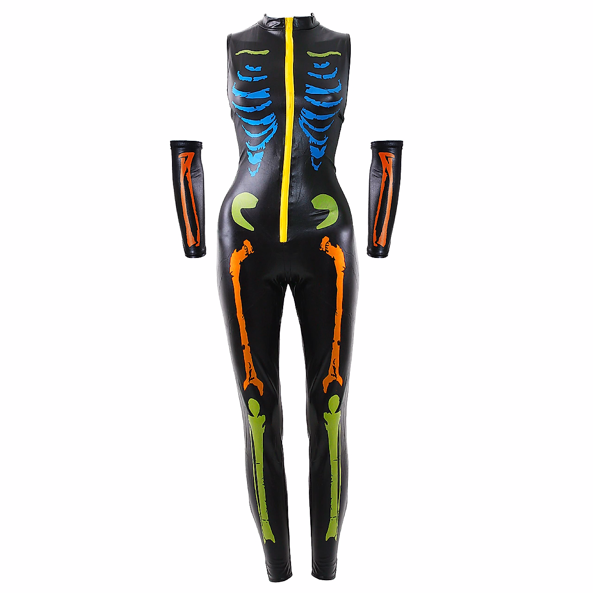 Christy's Adults Neon Skeleton Catsuit Costume (Size 14-16)