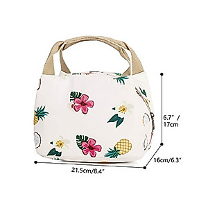 Leaper Reusable Pineapple Lunch Bag Insulated Lunch Tote Bag Lunch Box Beige