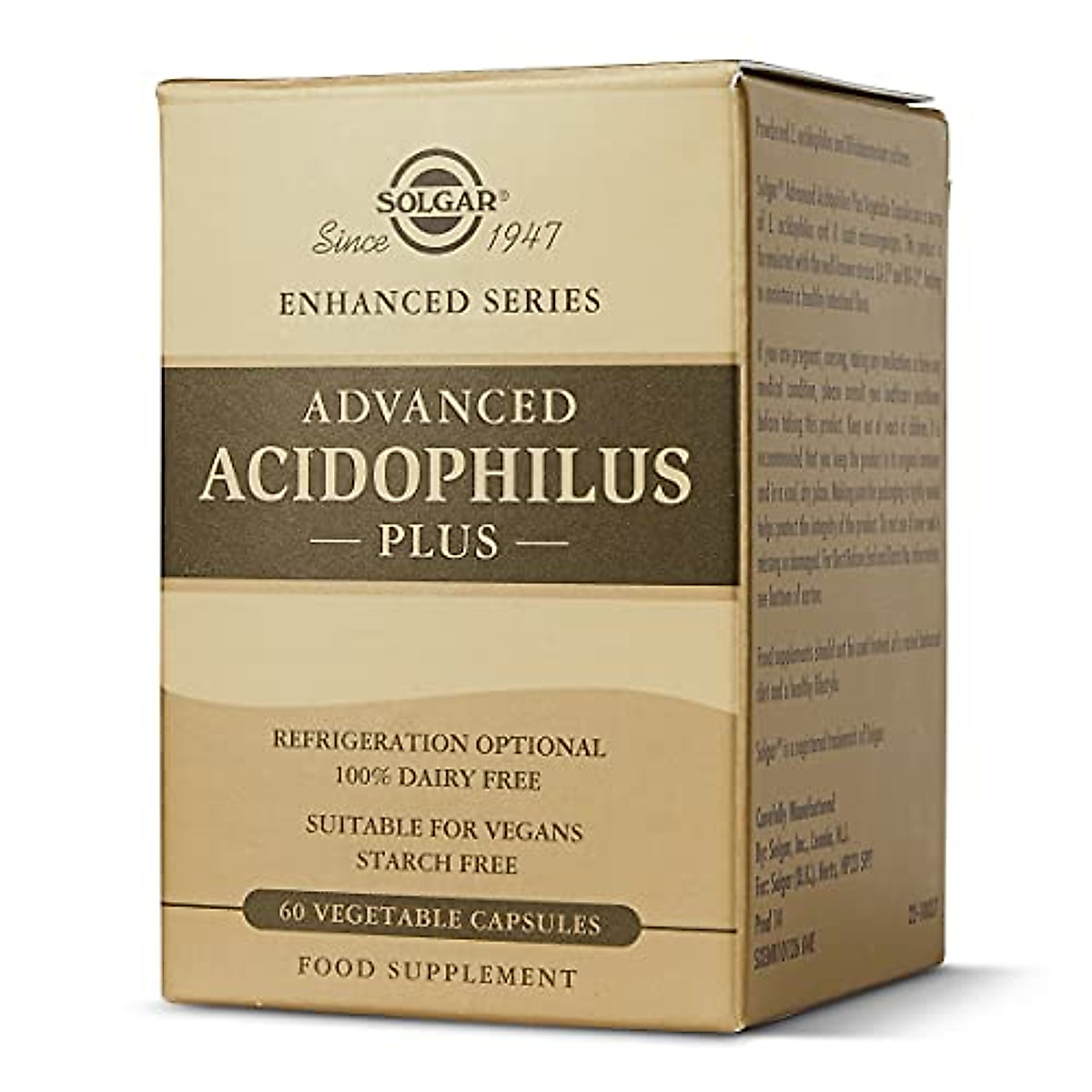 Solgar Advanced Acidophilus Plus, 60 Vegetable Capsules - Supports Healthy Intestinal Flora - 500 Million Microorganisms Per Serving - Gluten & Dairy Free - Vegetarian - 60 Servings