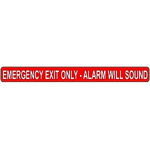 ComplianceSigns.com Emergency Exit Only - Alarm Will Sound Safety Label Decal, 24x2 inch Vinyl for Enter/Exit