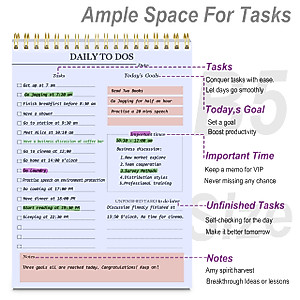 Daily to Do Notepads - Task Checklist planner, Time Management planner, To Do lists, Organizer with Today's Goals, Notes, 52 Undated Agenda Tear-off Sheets, 6.5 x 9.8 inches ( Pink )