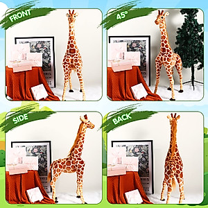 Zhanmai Giant Giraffe Plush Toy Large Giraffe Animal Toy Huge Standing Stuffed Giraffe Jumbo Lifelike Stuffed Doll for Girls Boys Birthday Gift Animal Theme Party Decoration Supplies (47 Inch)