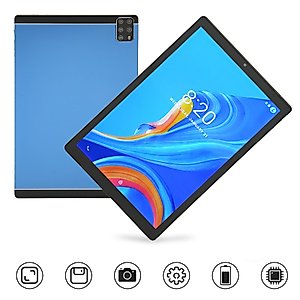 10.1 Inch Tablet for Android 12, 2 in 1 Tablet with Earphones Keyboard Mouse, 5G WiFi 6GB RAM, 128GB ROM, 20+50MP Dual Camera, High Performance Deca Core CPU (US Plug)